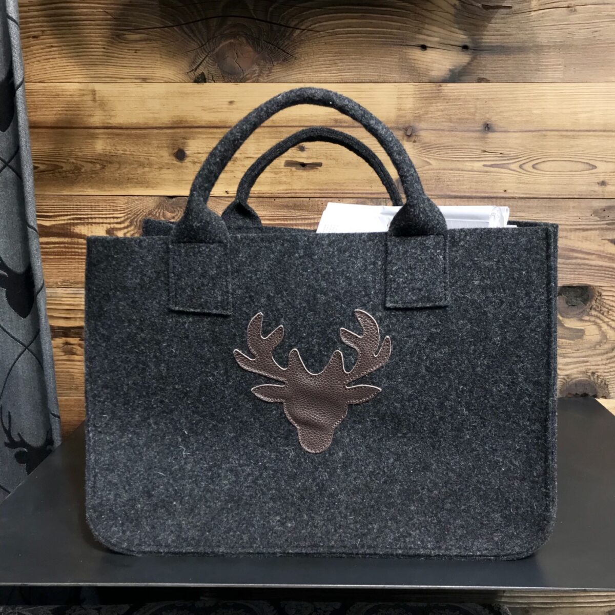 Holztasche Filztasche / Filzkorb in Wolle, Kaminholztasche ...